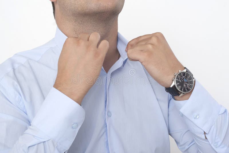 Fixing collar stock photo. Image of sensuality, person - 34034218