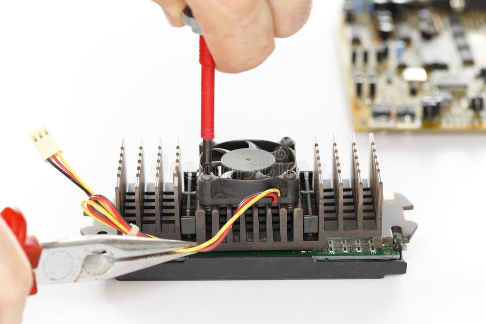 Fixing a component stock image. Image of installation - 43990381