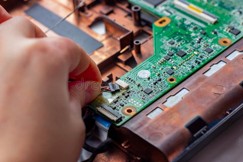 Fixing Different Electronic Components Inside the Pc with the Hand ...