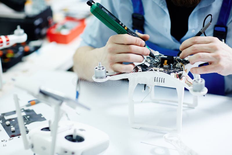 Fixing Drone in Service Shop Stock Image - Image of technology, board ...