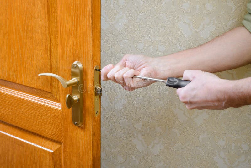 Fixing the Handle stock image. Image of strike, wood - 85971867