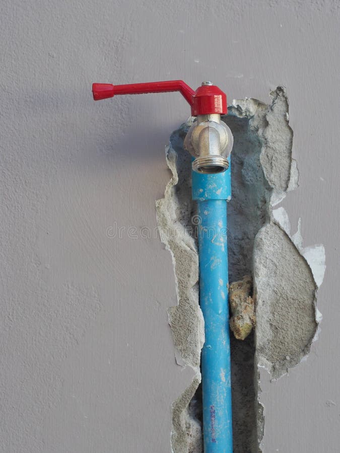 Fixing Leaked Water Pipe on the Wall Stock Image - Image of plastic ...