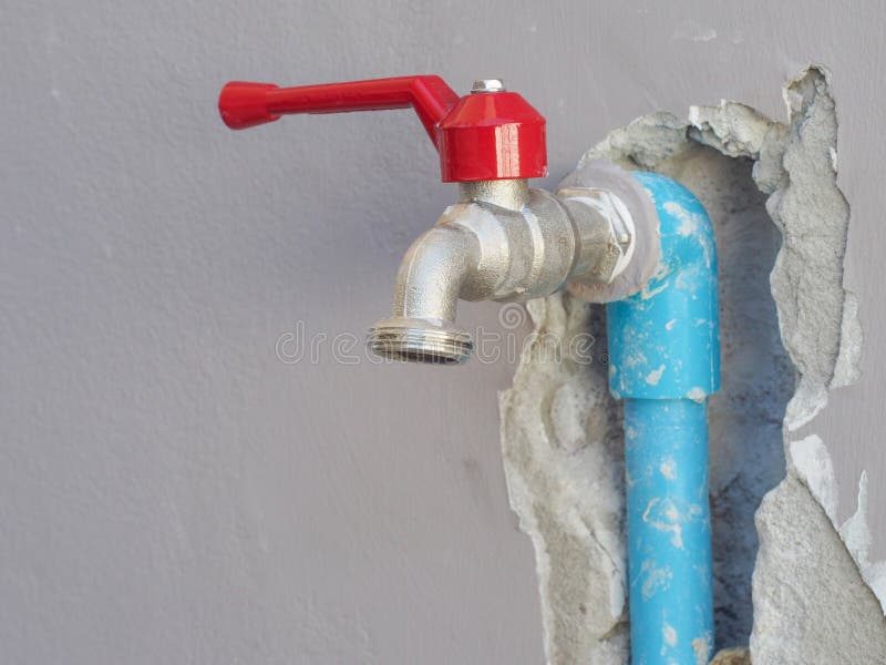Fixing Leaked Water Pipe on the Wall Stock Photo - Image of waterpipe ...