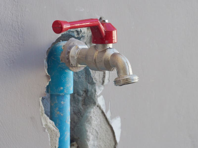 Fixing Leaked Water Pipe on the Wall Stock Image - Image of leak ...