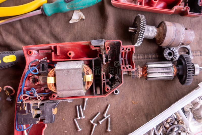 Fixing a power tool stock image. Image of renovation - 228393307