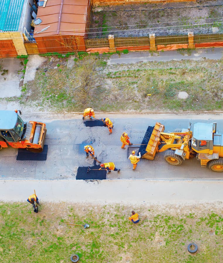 Fixing Road, Roller Compactor, Excavator Editorial Image - Image of ...