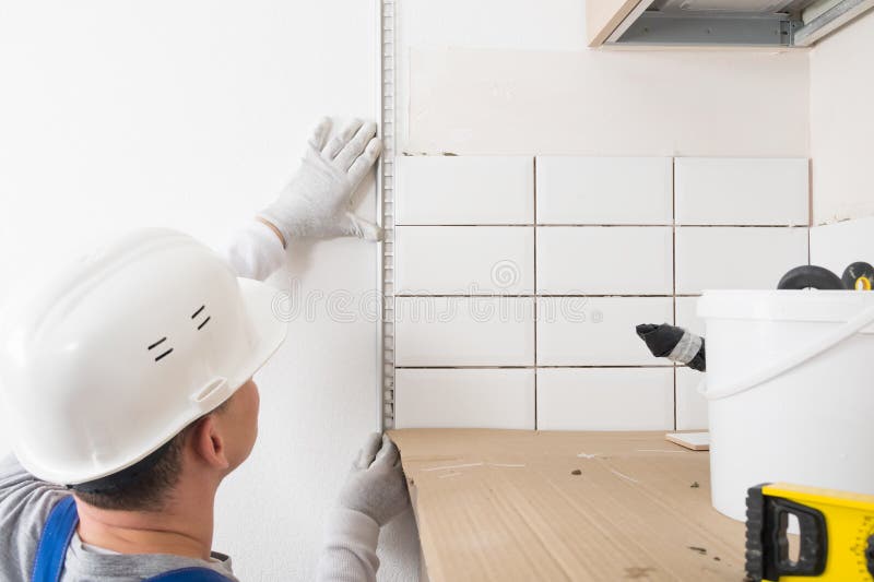 Fixing the Side Aluminum Strip To Protect the Ceramic Tiles on the Wall ...