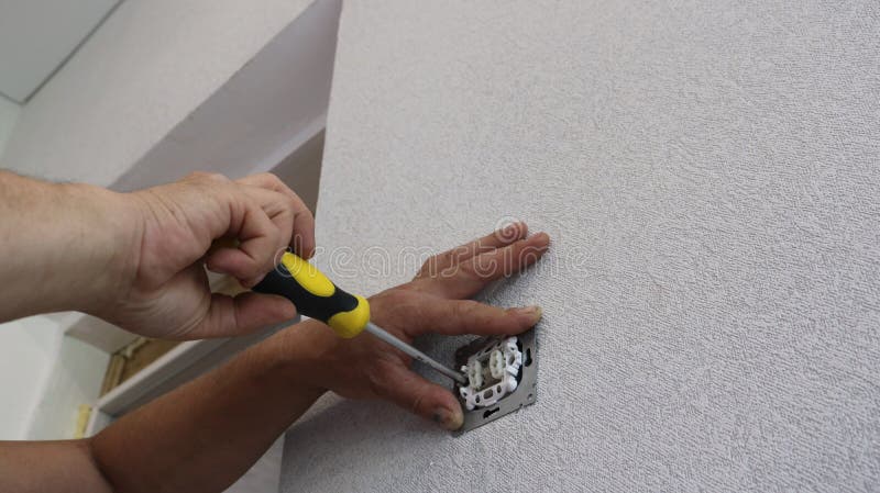 Fixing the Switch To the Wall Bottom View Stock Photo - Image of ...
