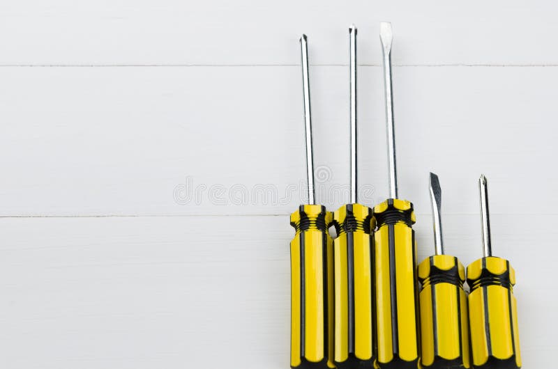 Fixing Tools Set for Home Repairing or Construction on White Woo Stock ...