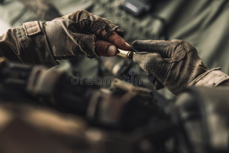 Close Up Picture of a Soldier with Weapon Stock Image - Image of ...