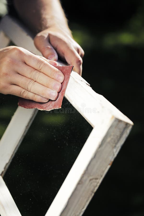 Fixing the Windows. stock photo. Image of abrasion, manually - 21009090