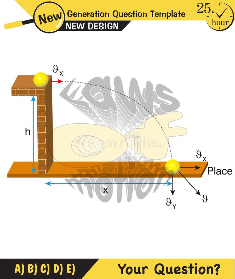 Physics, Vector Illustration of a Forces and Motion, Vectors, Shot ...