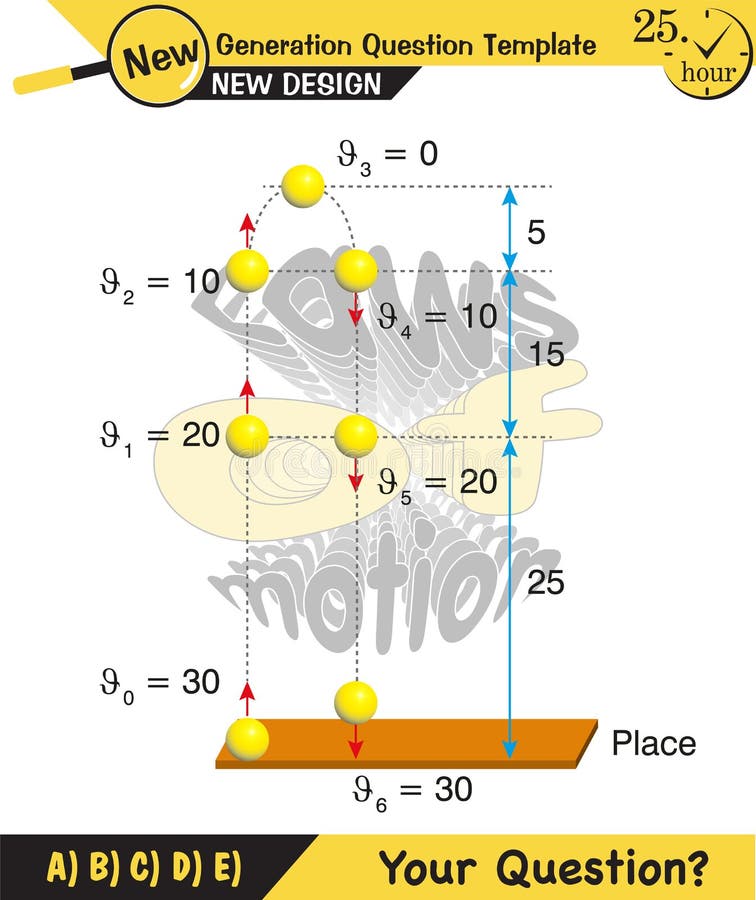 Physics, Vector Illustration of a Forces and Motion, Vectors, Shot ...