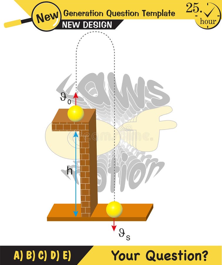 Physics, Vector Illustration of a Forces and Motion, Vectors, Shot ...