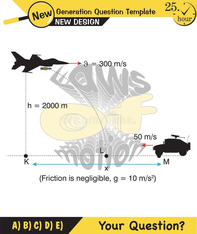 Physics, Vector Illustration of a Forces and Motion, Vectors, Shot ...