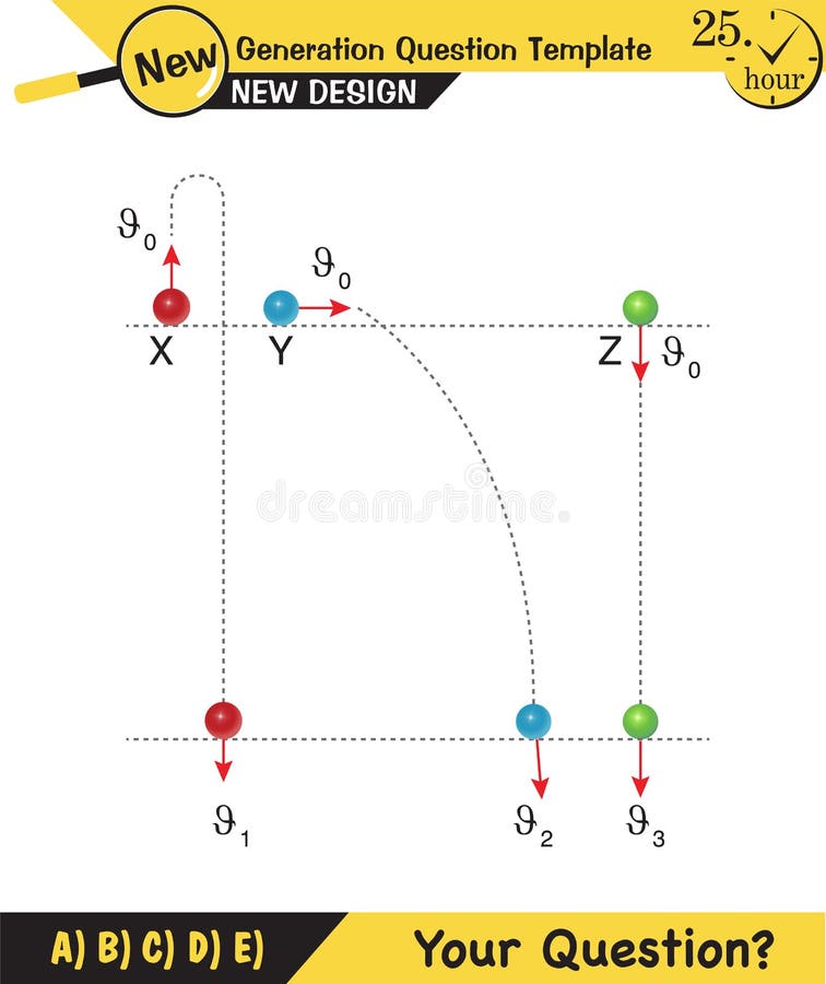 Physics, Vector Illustration of a Forces and Motion, Vectors, Shot ...