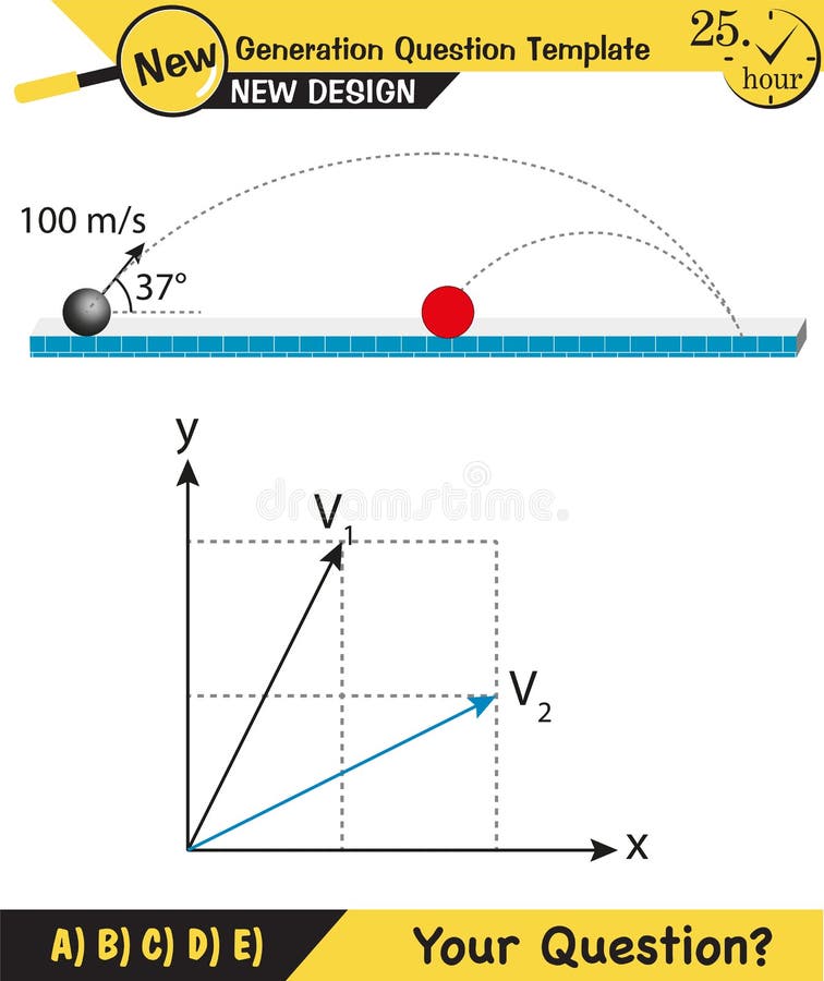 Physics, Vector Illustration of a Forces and Motion, Vectors, Shot ...
