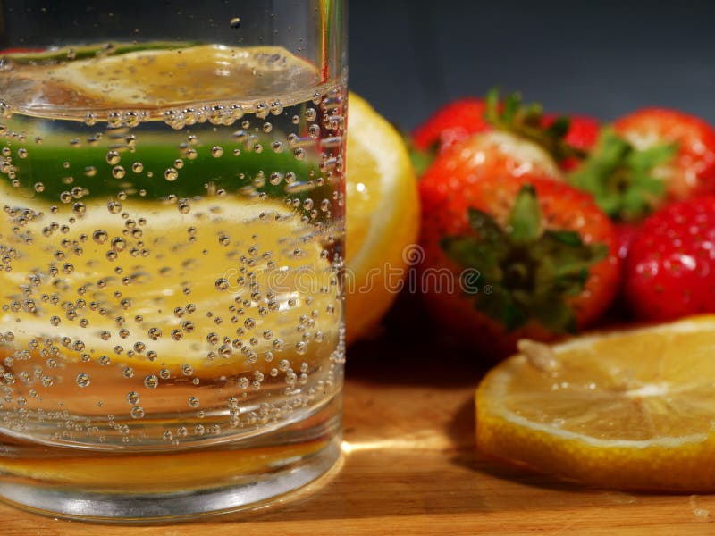 Fizzy Cool Drink with Sliced Fruit Close Up Stock Photo - Image of ...