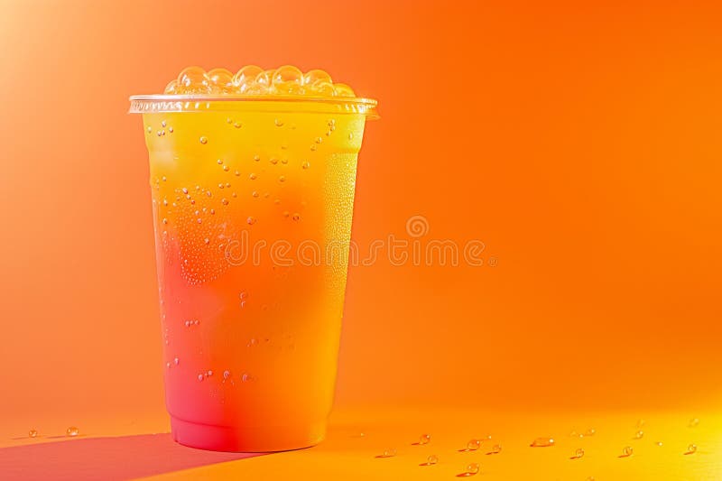 Fizzy Orange and Yellow Drink with Surrounding Bubbles, AI-generated ...