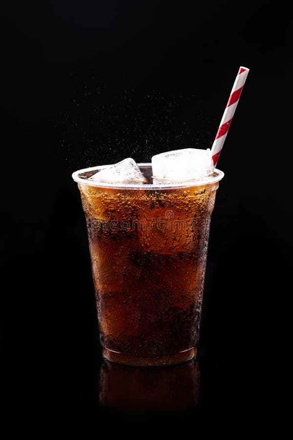 Fizzy Soft Drink on Black Background Stock Image - Image of plastic ...