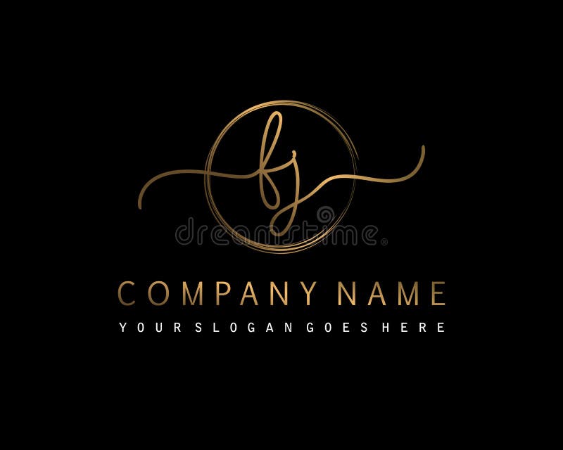 FJ Initial Handwriting Logo Circle Hand Drawn Template Vector Stock ...