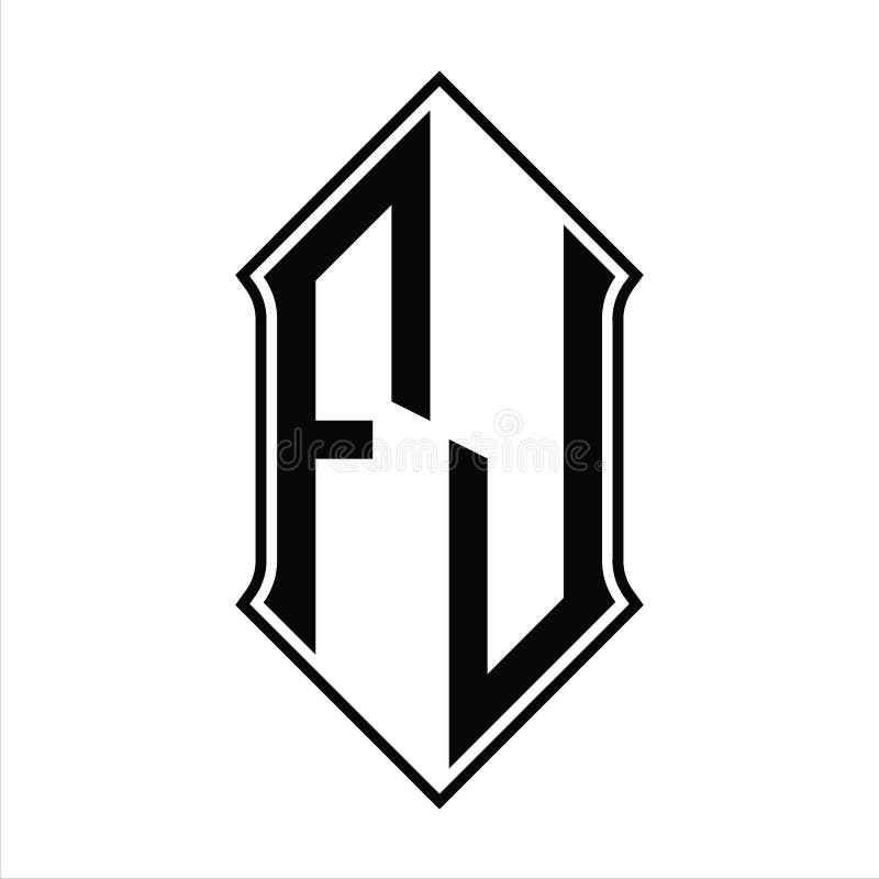 FJ Logo Monogram with Shieldshape and Outline Design Template Vector ...