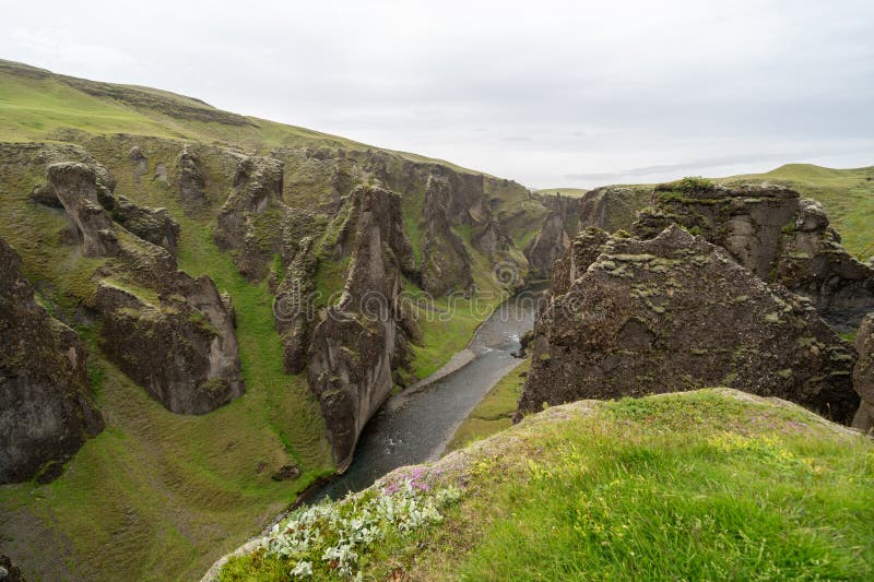 Fjadrargljufur (Feather) Canyon in Iceland during the Summer Stock ...