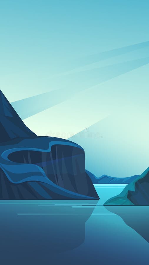 Fjord with blue water stock illustration. Illustration of calm - 203206958