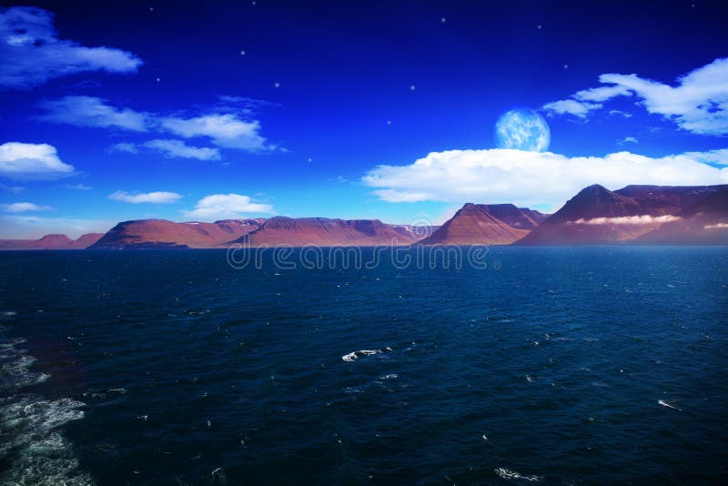 Fjord at night stock photo. Image of coastal, coast, darkness - 41698574