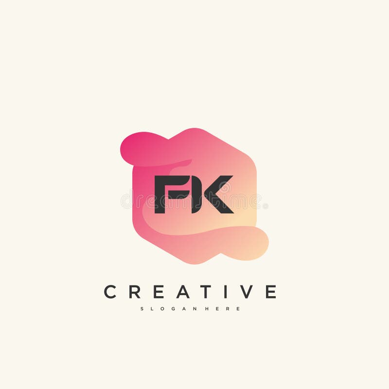 FK Initial Letter Logo Icon Design Template Elements with Wave Colorful ...