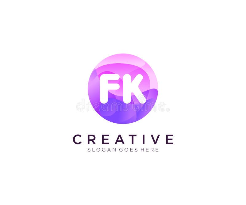 FK Initial Logo with Colorful Circle Template Vector Stock Vector ...