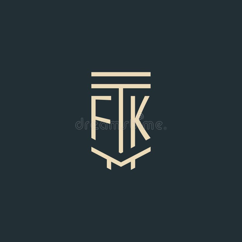 FK Initial Monogram with Simple Line Art Pillar Logo Designs Stock ...