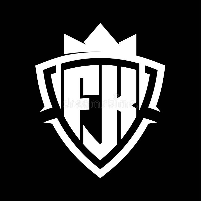 FK Letter Monogram with Triangle Curve Shield Shape with Crown White ...