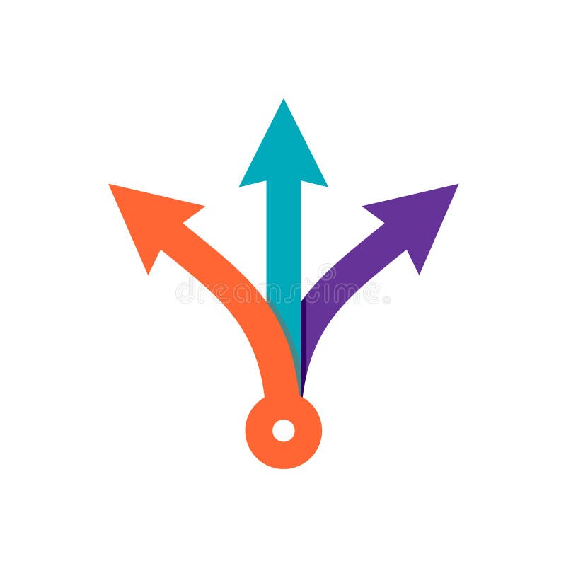 Flèche à Trois Voies De Direction Flèche Triple De Couleur Illustration ...