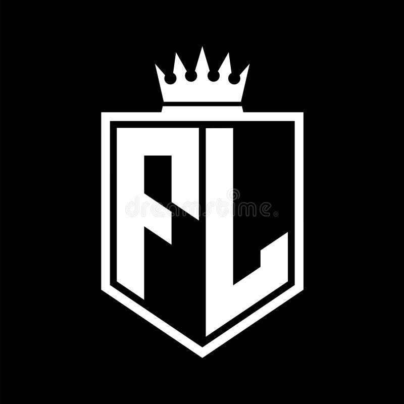 FL Logo Monogram Bold Shield Geometric Shape with Crown Outline Black ...