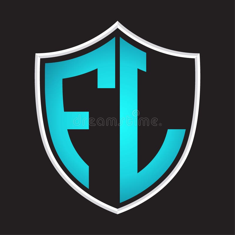 FL Logo Monogram with Shield Shape Isolated Blue Colors on Outline ...