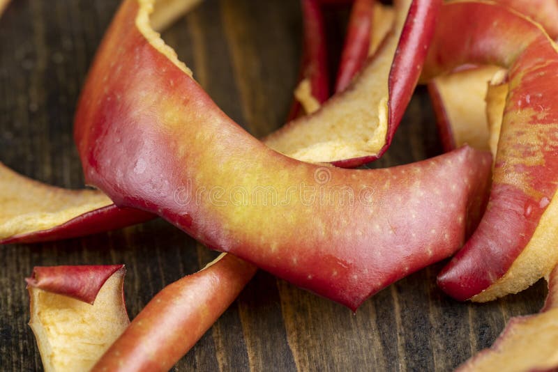 The Flaccid Peel of a Peeled Apple on the Table Stock Photo - Image of ...