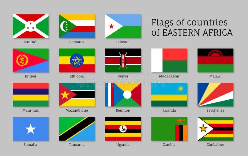 Flaggen Von Ostafrikanischen Staaten Vektor Abbildung - Illustration ...