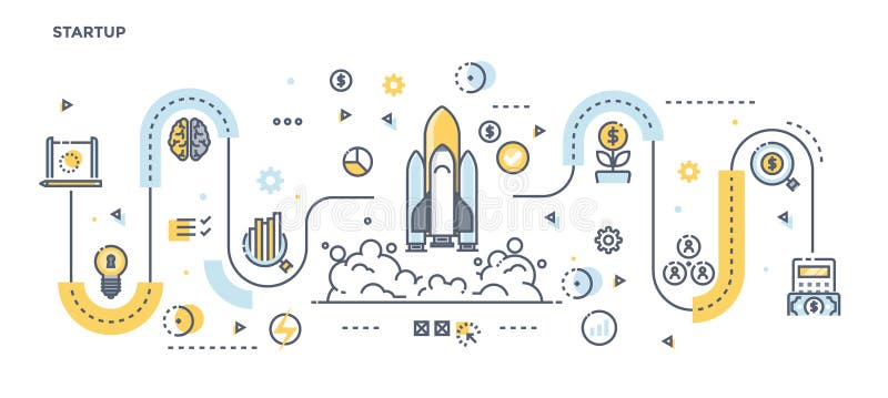 Flache Linie Design-Titel - Start Vektor Abbildung - Illustration von ...