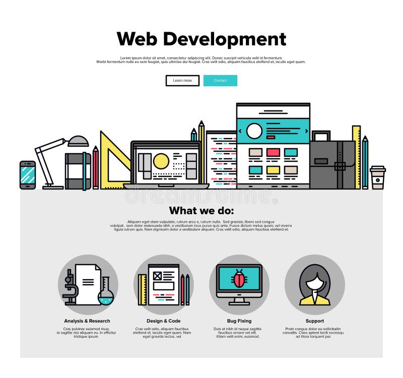 Flache Linie Netzgraphiken Der Web-Entwicklung Vektor Abbildung ...
