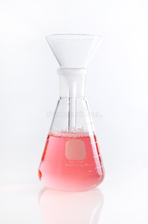 Flacon Erlenmeyer Et Entonnoir En Verre Image stock - Image du bleu ...