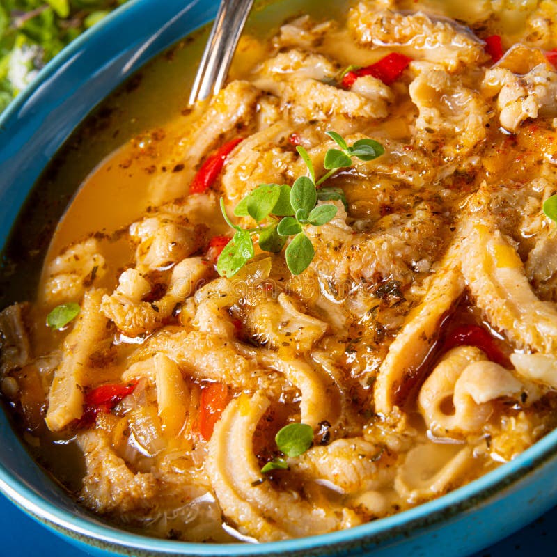 A Flaczki - Fresh and Spicy Tripe Soup with Herbs Stock Photo - Image ...