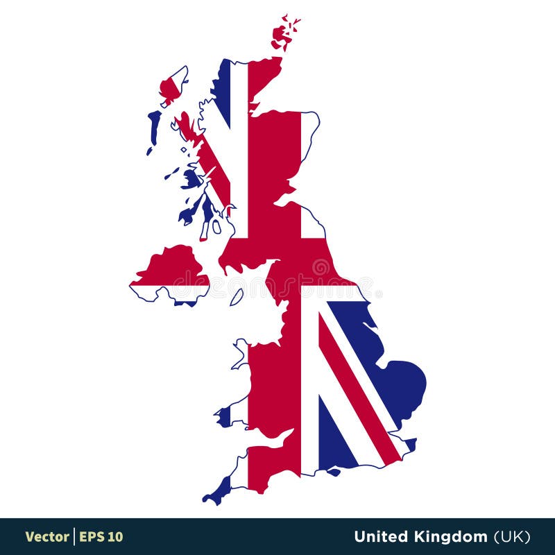 United Kingdom UK - Europe Countries Map And Flag Vector Icon Template ...