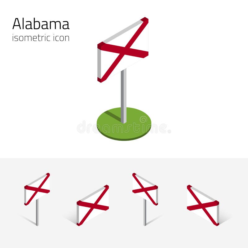 Flag of Alabama USA, Vector 3D Isometric Flat Icons Stock Vector ...