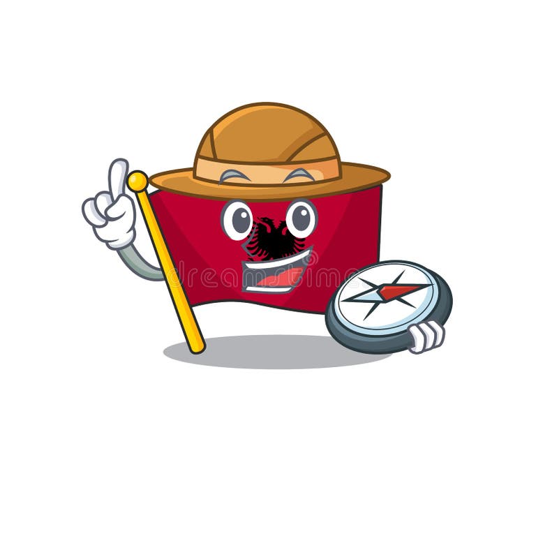 Flag Albania Scroll a Stylized Explorer with a Compass Stock Vector ...