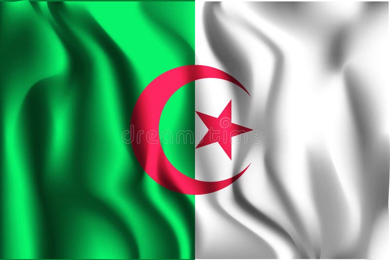 Flag of Algeria. Rectangular Icon. Waving Effect Stock Vector ... Flag of Algeria. Rectangular Icon. Waving Effect Stock Vector ...