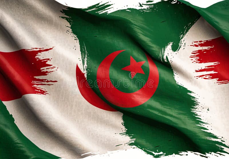 A Beautifully Waving Flag of Algeria, Showcasing Its Iconic Green and ...