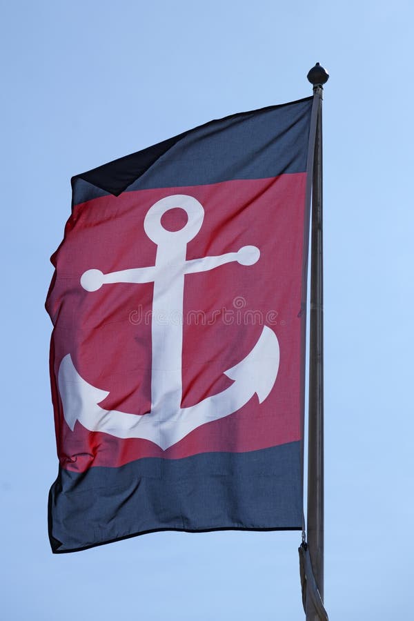 A Flag with an Anchor Motif at Stockholm Habour Stock Image - Image of aquatic, graphic: 280482923