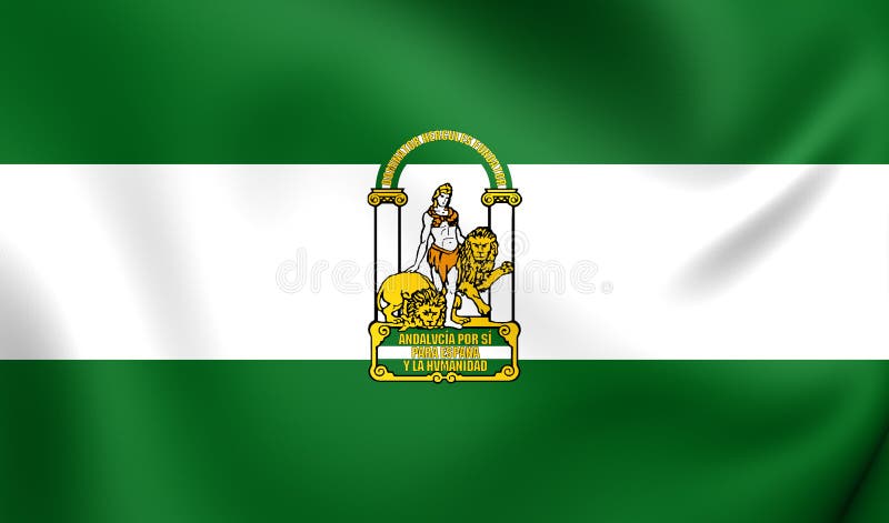 3D Flag of Andalusia, Spain. Stock Illustration - Illustration of curve ...