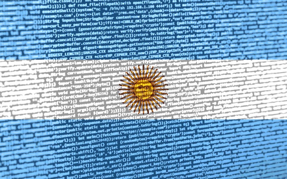 Flag of Argentina Over Digital Code. Concept of Cybersecurity ...